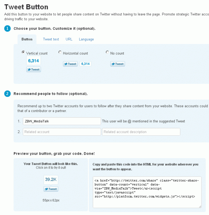 Button-Generator für Twitter | ZBW MediaTalk